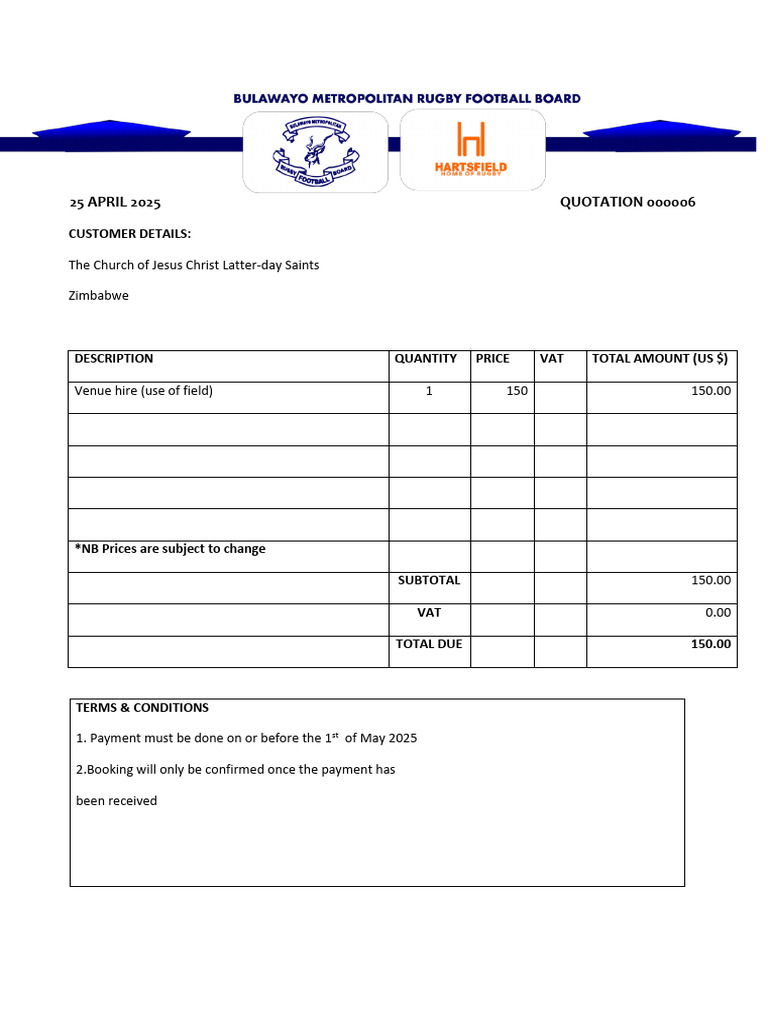 Quotation 000006 Field Hire | PDF