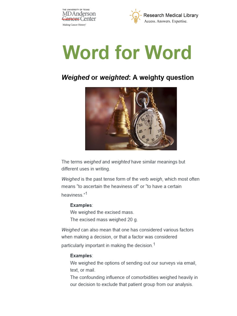 Weighed or Weighted - A Weighty Question | PDF