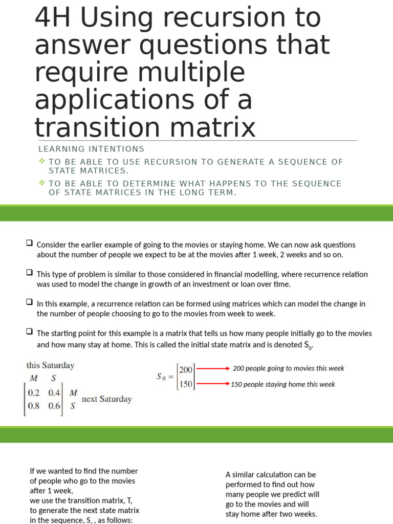 4H Using Recursion To Answer Questions That Require | PDF | Matrix (Mathematics) | Mathematics