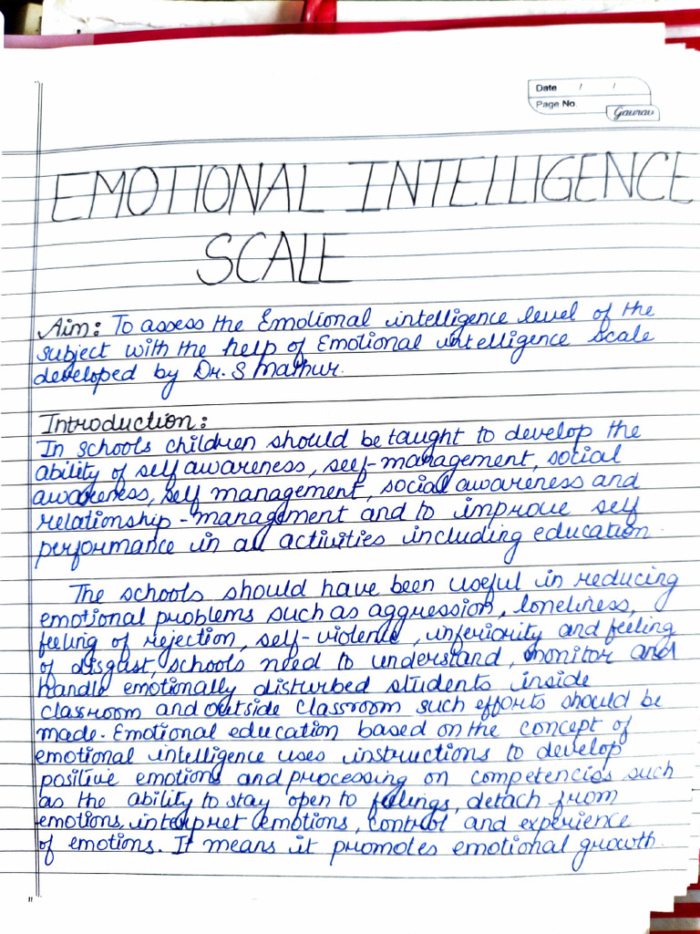 Emotional Intelligence Scale | PDF | Intelligence