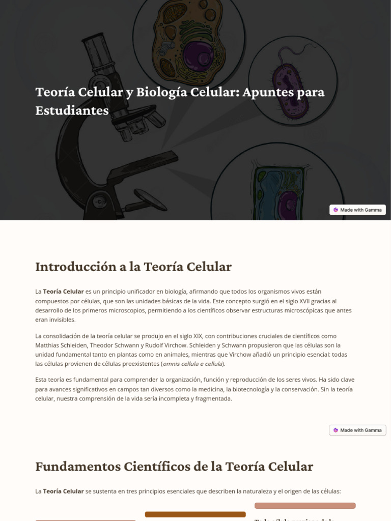 Teoria Celular y Biologia Celular Apuntes para Estudiantes | PDF ...