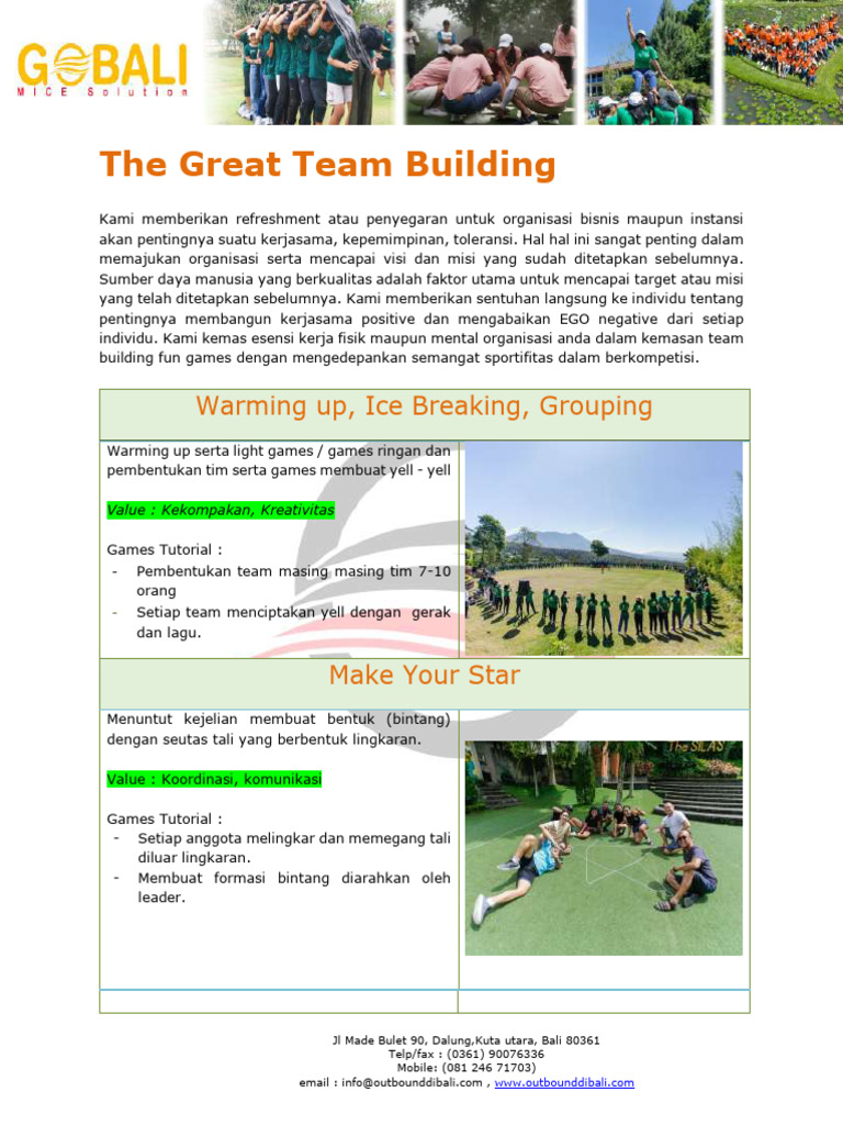 Paket Team Building Green Kubu Tegalalang | PDF