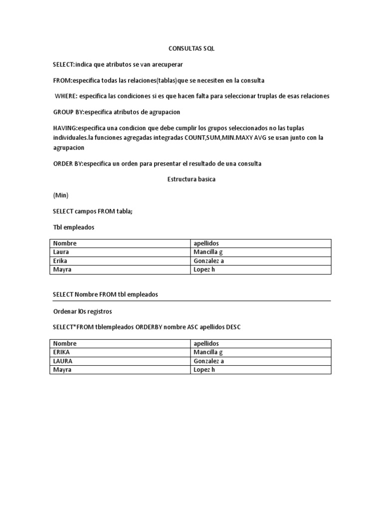 Consultas SQL | PDF | SQL | Modelado científico
