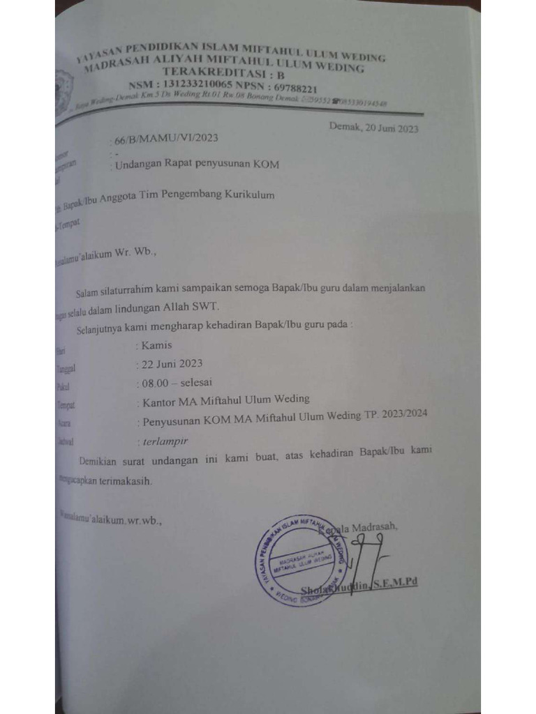 Daftar Hadir Guru Pada Penyusunan KTSP 2023 | PDF