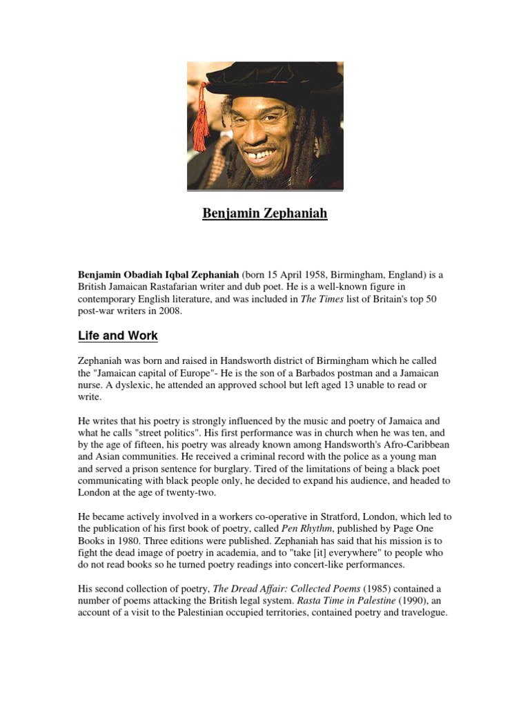 Benjamin Zephaniah | PDF | Poetry
