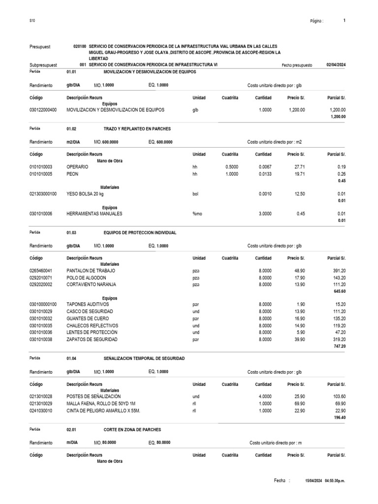 Analisis de Precios Unitarios | PDF