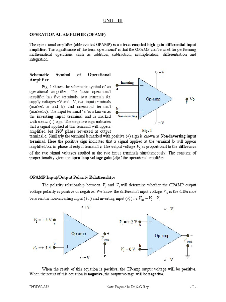 Physics- OPAMP, operational amplifier. | PDF | Operational Amplifier ...