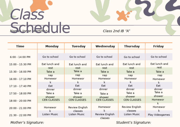 Class Schedule | PDF
