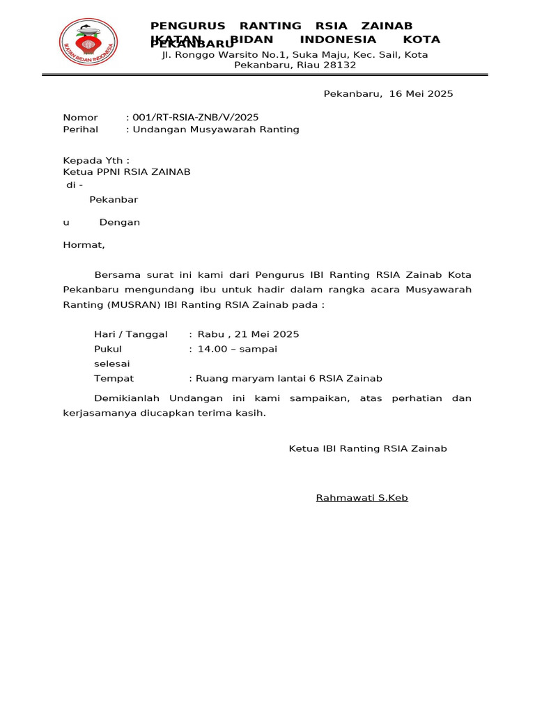 Undangan Ibi Untuk Ketua Ppni | PDF