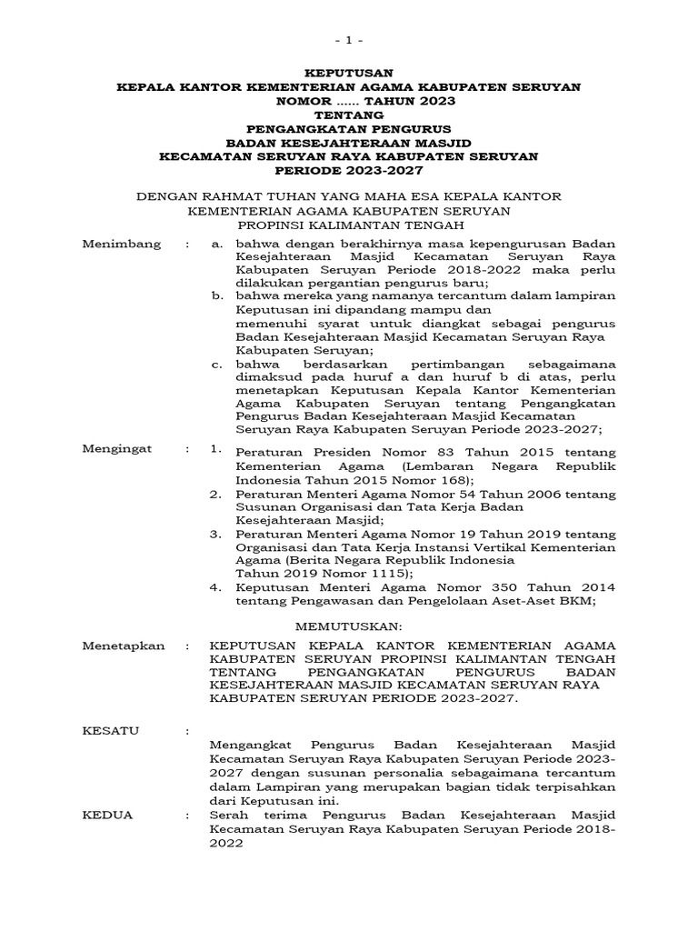 SK Pengurus BKM | PDF