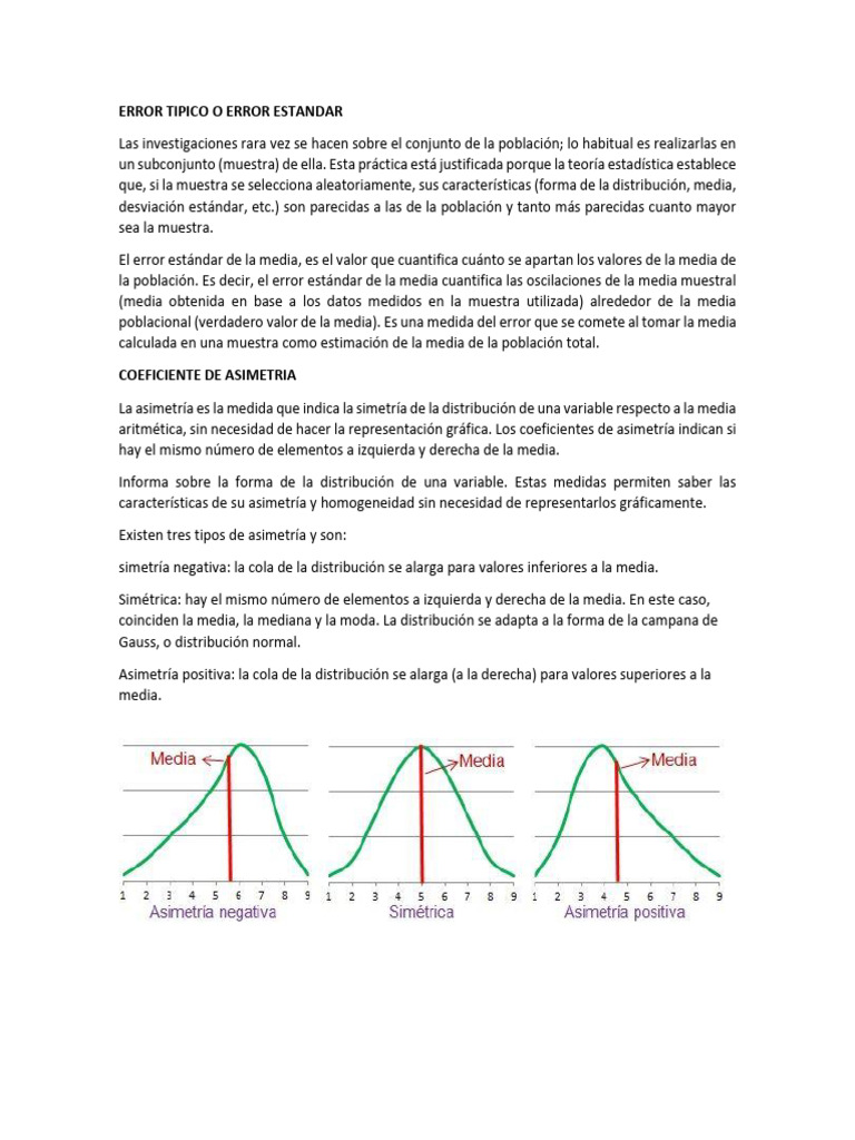 Error Tipico o Error Estandar | PDF | Media | Oblicuidad