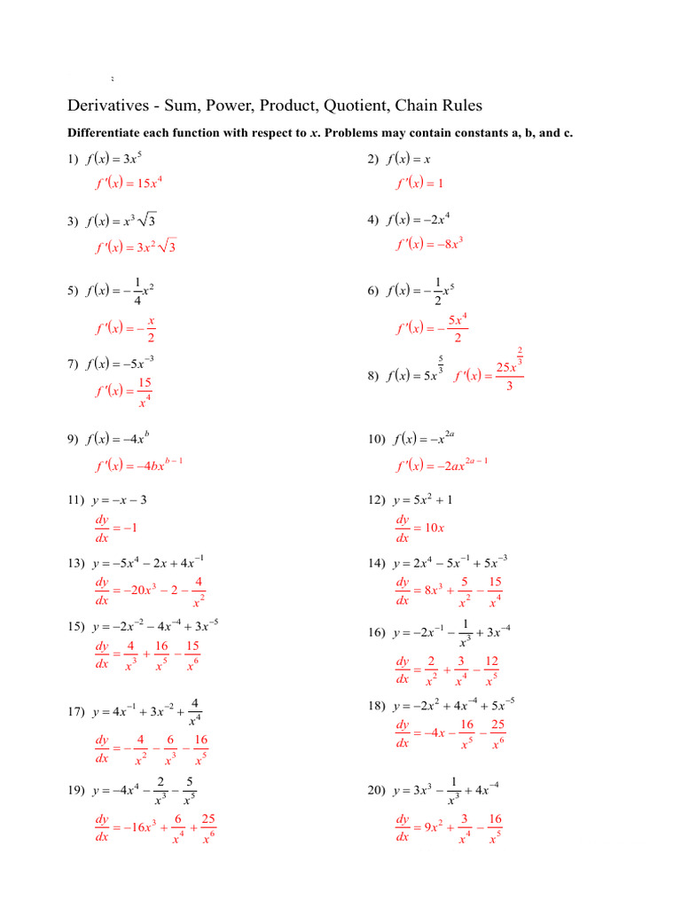 Practice Derivatives - Lecture 4 | PDF | Derivative | Operator Theory