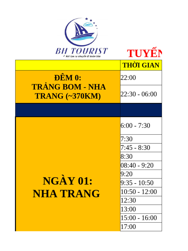 Timeline Nha Trang Đà Lạt 5N4D | PDF