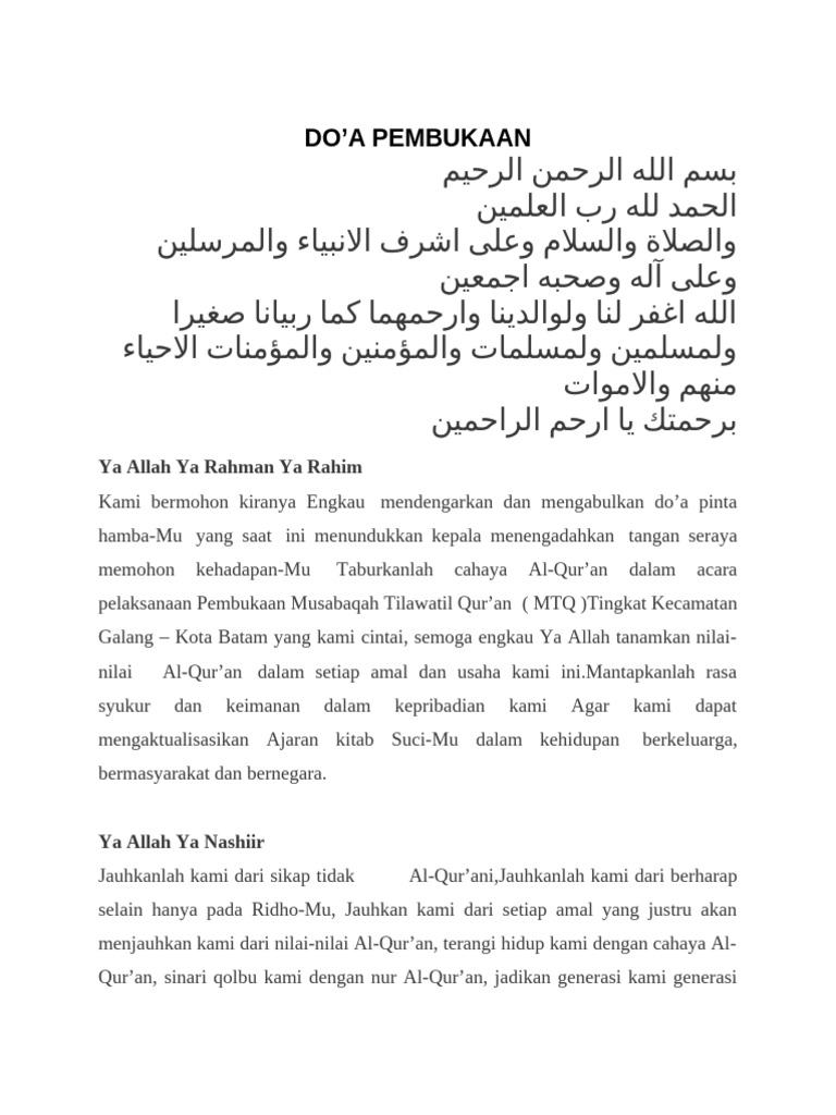 Doa Pembukaan | PDF