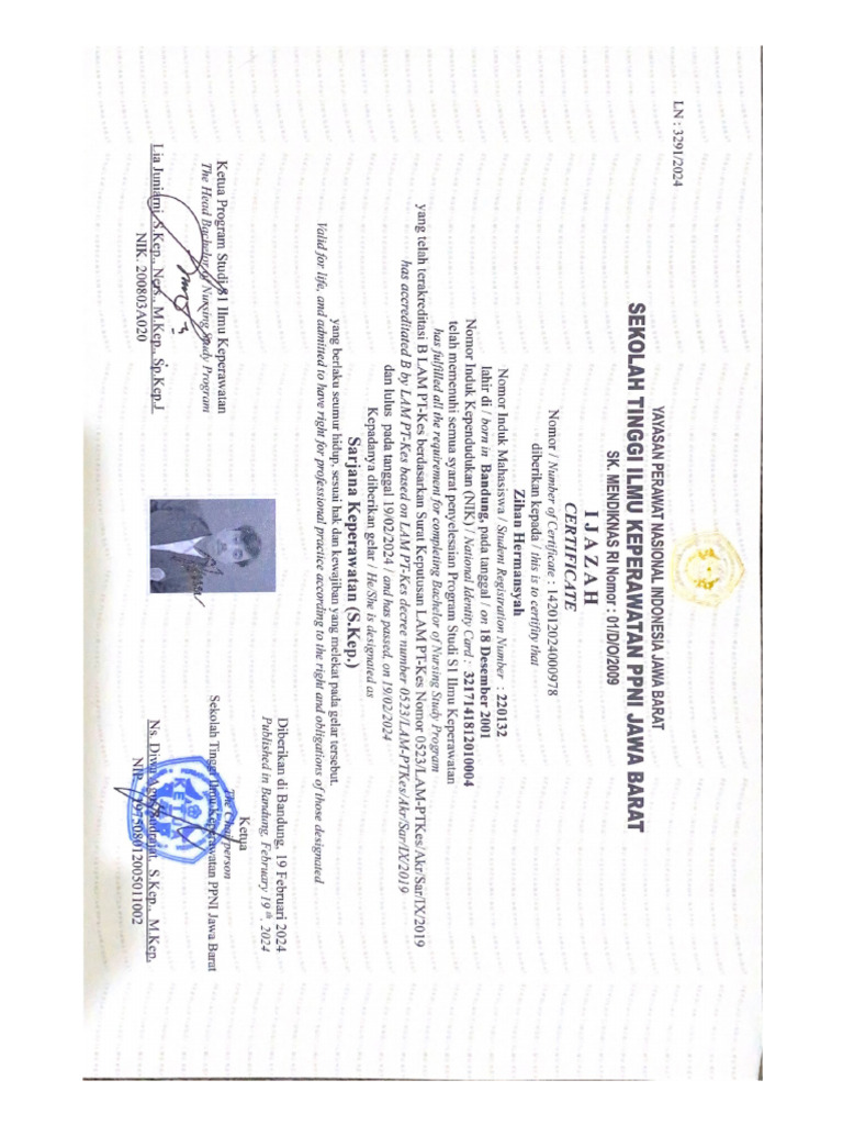 Ijazah Zihan Hermansyah | PDF
