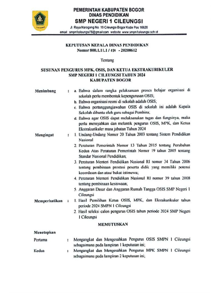SK Osis MPK 2024-2025 | PDF