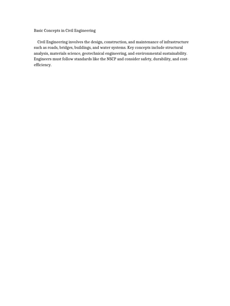 Basic Concepts in Civil Engineering | PDF