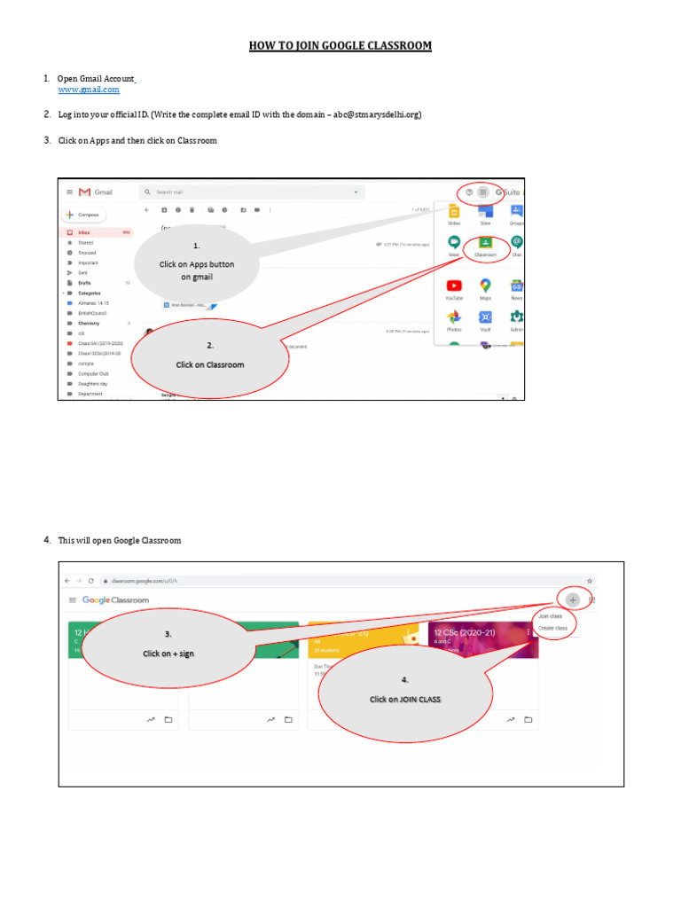 Steps To Join Google Classroom | PDF