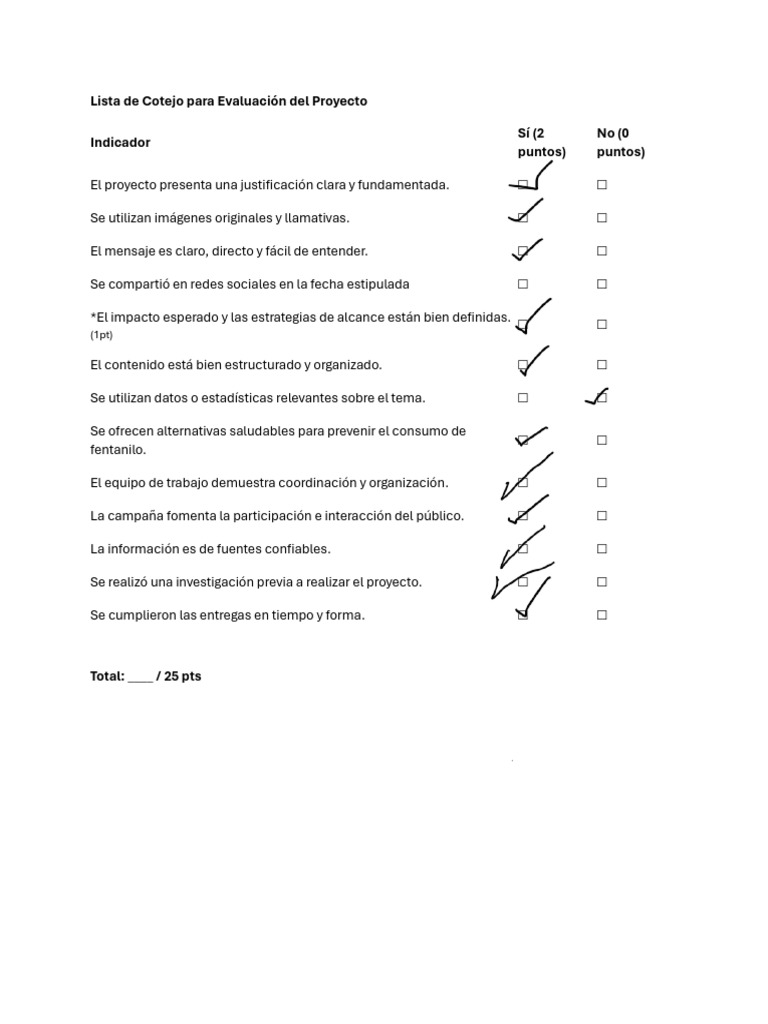 Lista de Cotejo Proyecto Azul 2 | PDF
