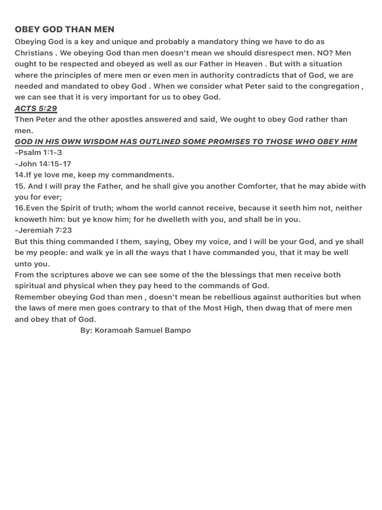 Obey God Than Men | PDF