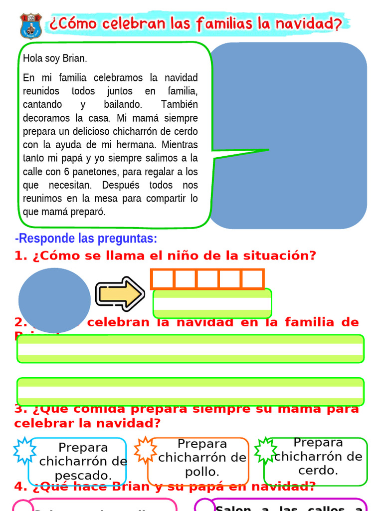 Ficha Cómo Celebran Las Familias La Navidad Maestra Janet | PDF