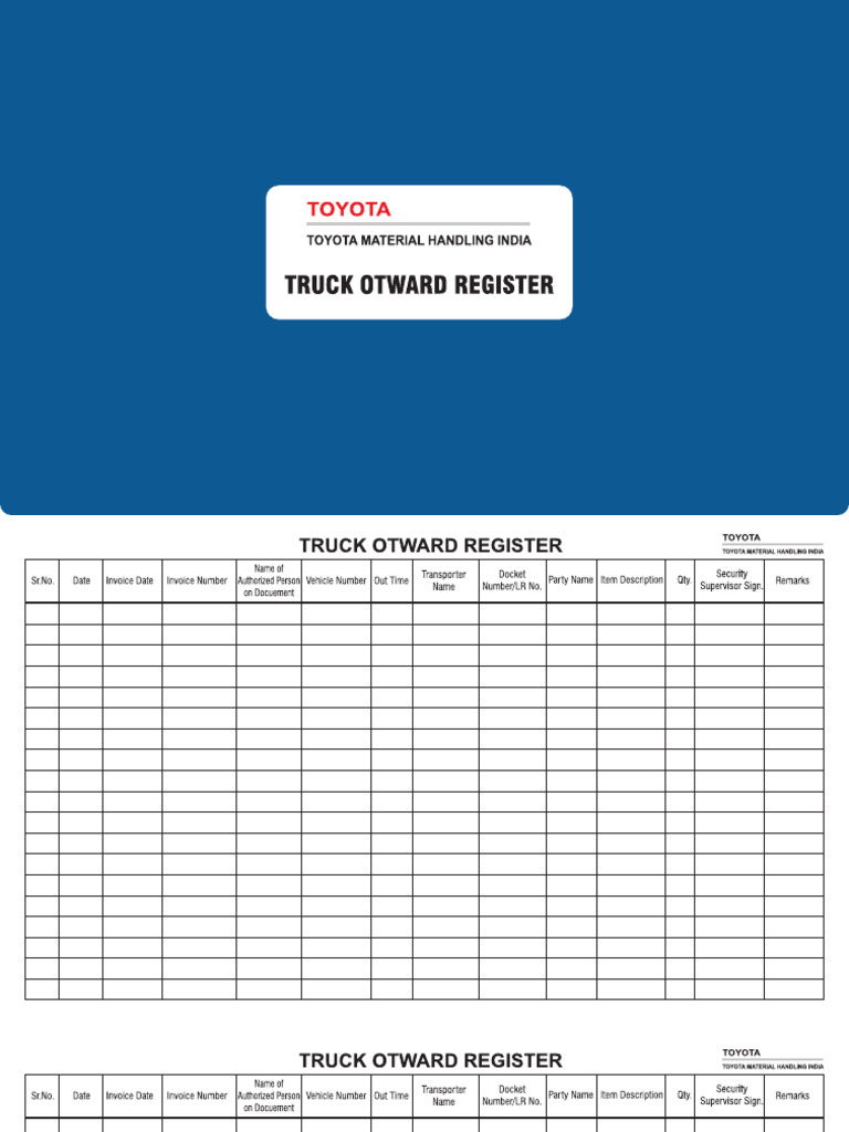 Truck Outward Register | PDF