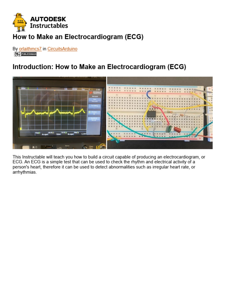 How To Make An Electrocardiogram (ECG) - 7 Steps - Instructables | PDF | Electrocardiography ...