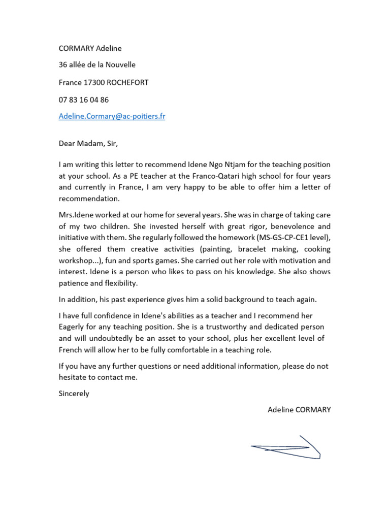 Letter of Recomendation 2 | PDF