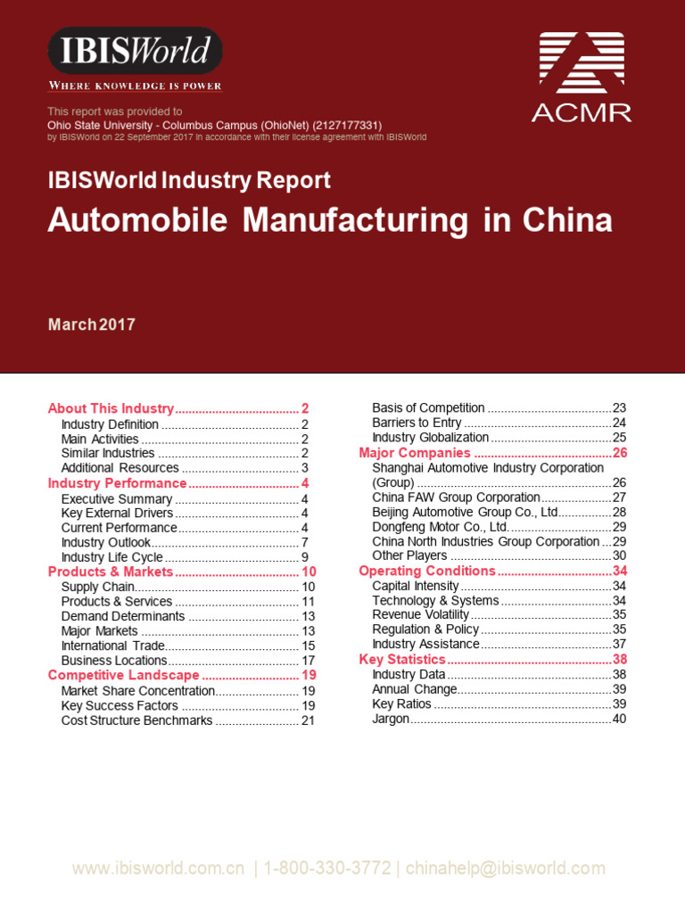 【Overview】Automotive IBISWORLD | PDF | Car | Exports