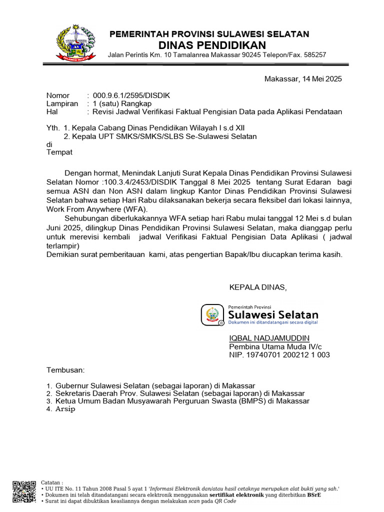 Surat Undangan Revisi Jadwal Verifikasi Faktual | PDF