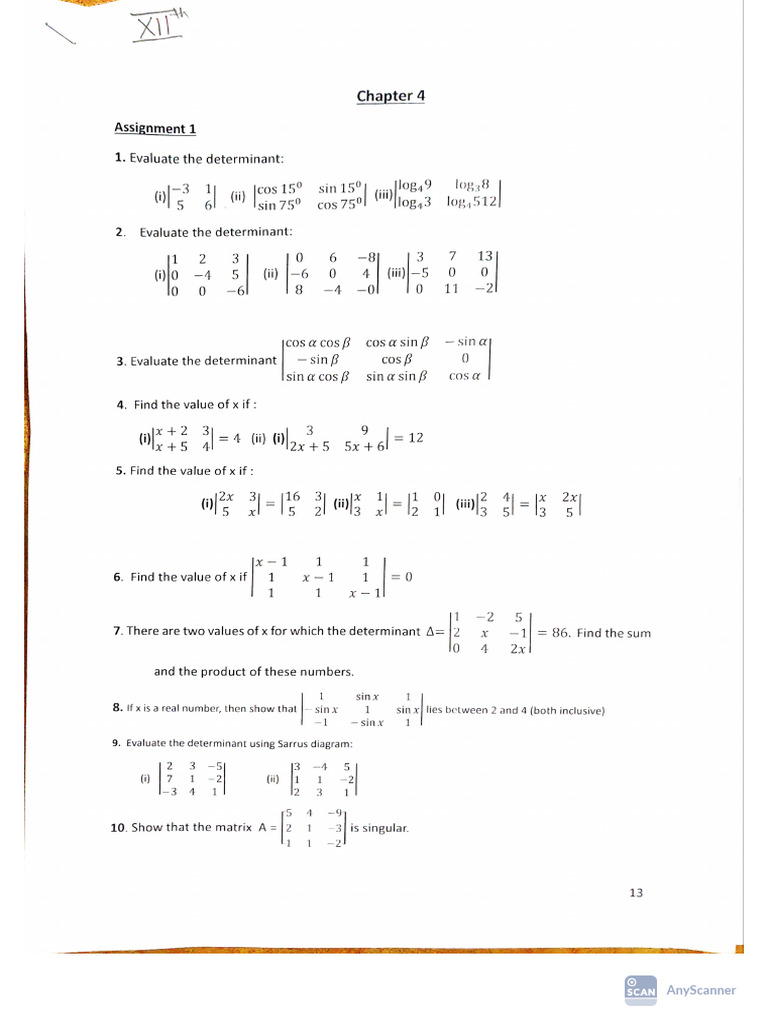 Class XII Maths Assignment 21042025 122723 | PDF