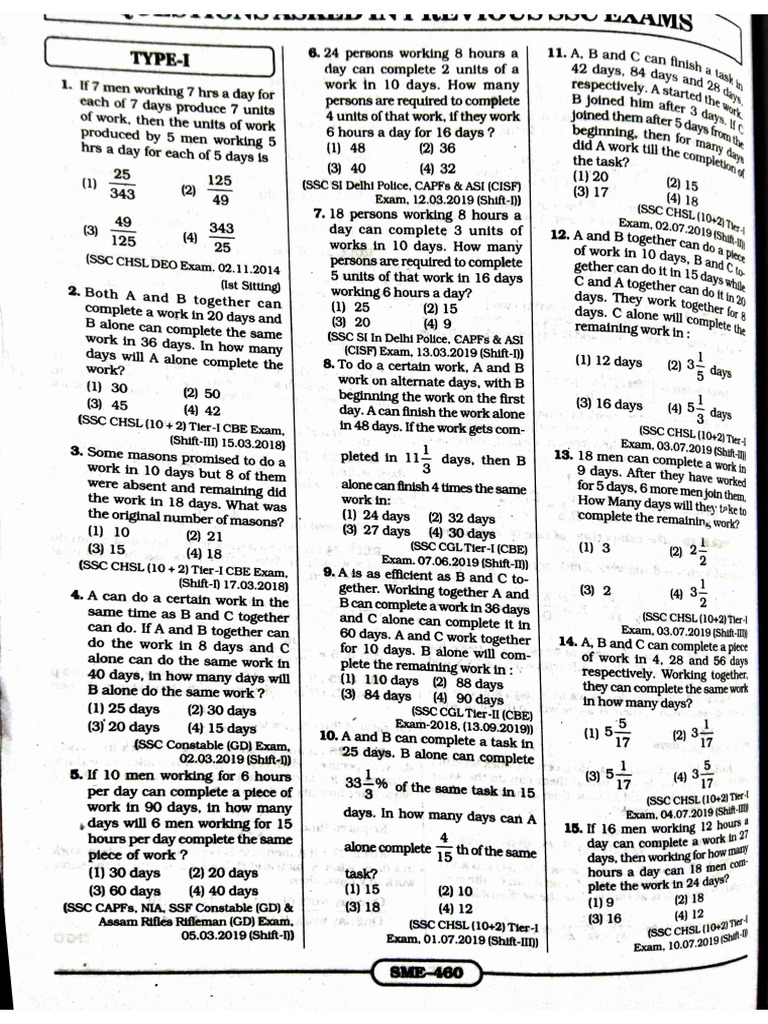 Time & Work (SSC Kiran Latest) | PDF