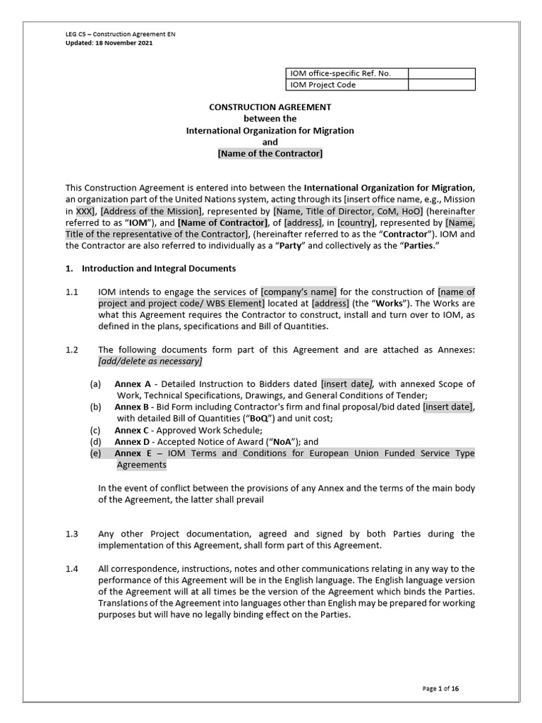 Form I - Conditions of Contract and Contract Forms | PDF | Breach Of ...