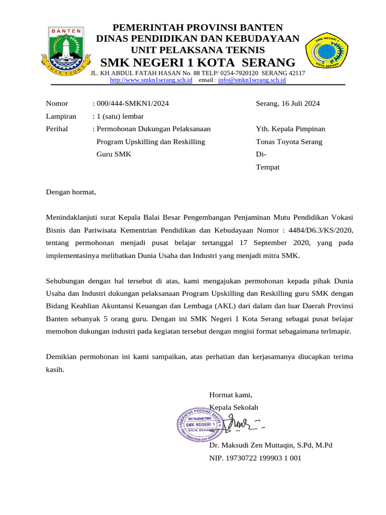 Permohonan Dukungan Program Upskilling | PDF