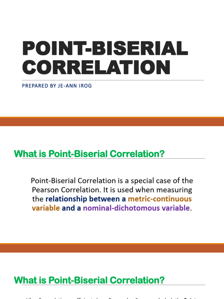 11 CORRELATION Point-Biserial | PDF | Scientific Method | Statistics