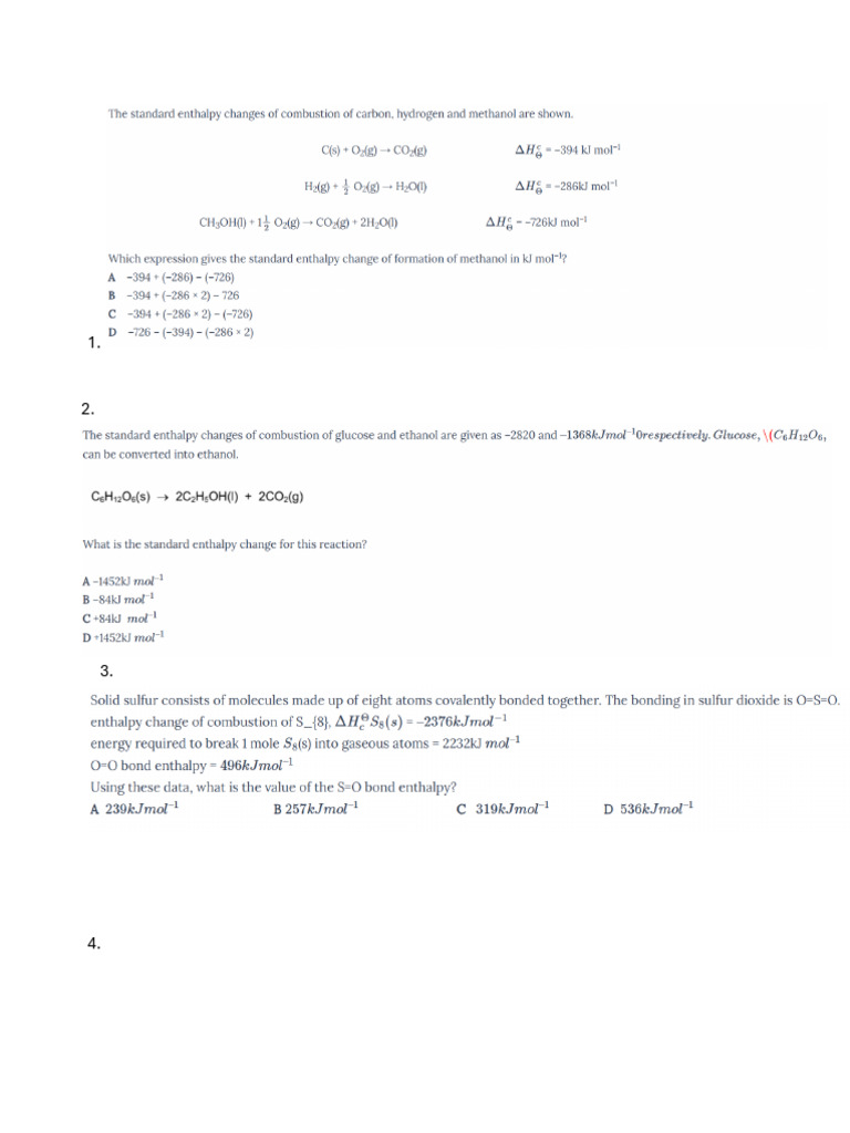 enthalpy change past paper | PDF