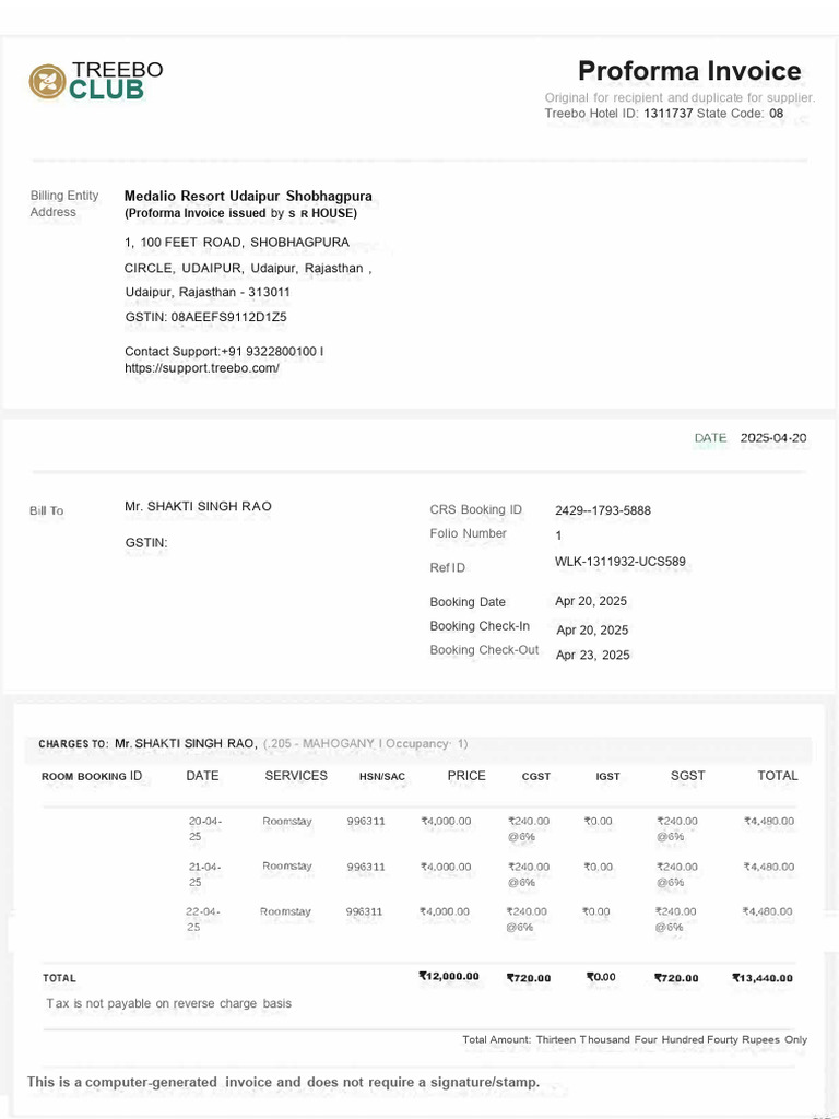 MR - SHAKTI SINGH PI Performa Invoice | PDF | Taxation | Economy Of India