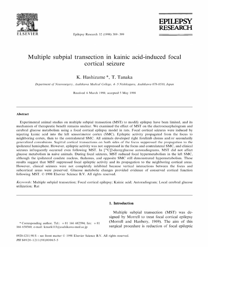 Multiple Subpial Transection in Kainic Acid Induced Focal Cortical ...