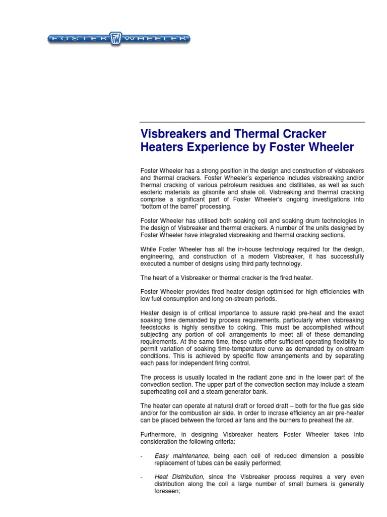 Visbreaker & Cracker Design Insights | PDF | Furnace | Cracking (Chemistry)