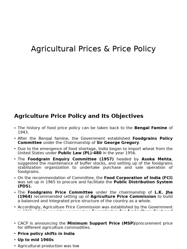 Agricultural Prices and Price Policy | PDF | Agriculture | Economies