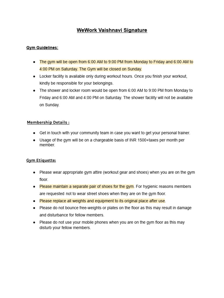 Gym Guidelines and Etiquettes | PDF