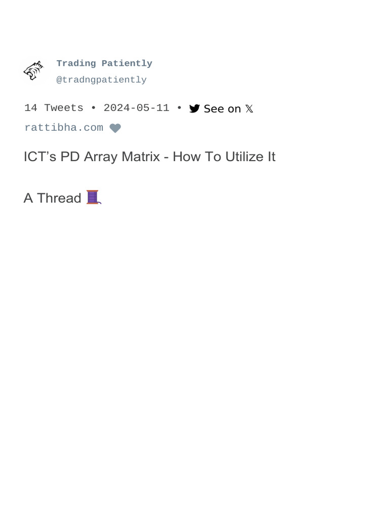 Ict's PD Array Matrix Thread by Tradngpatiently May 11, 24 From Rattibha | PDF | Market ...