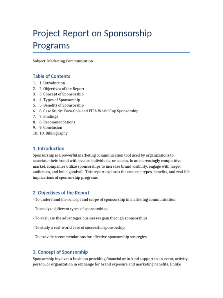 Sponsorship Programs Report | PDF | Brand | Marketing Communications
