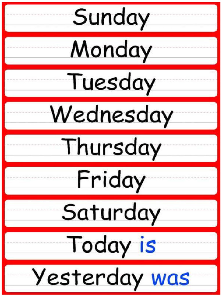 Days of The Week | PDF