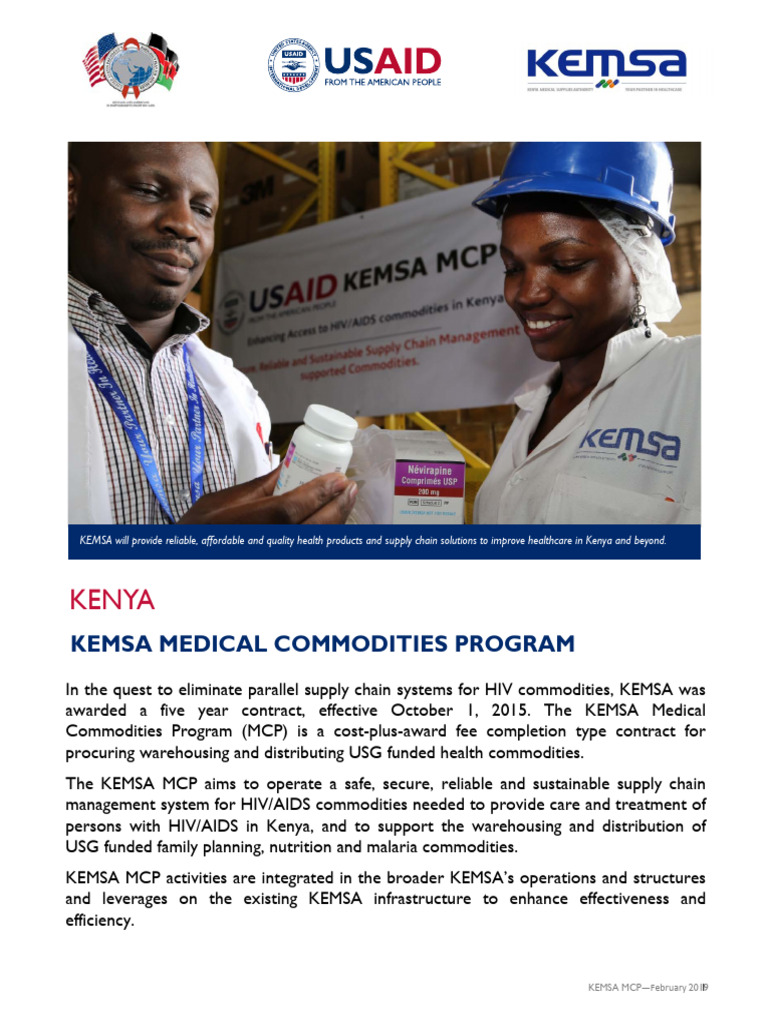KEMSA MCP Factsheet 2019 | PDF | Commodity | Procurement