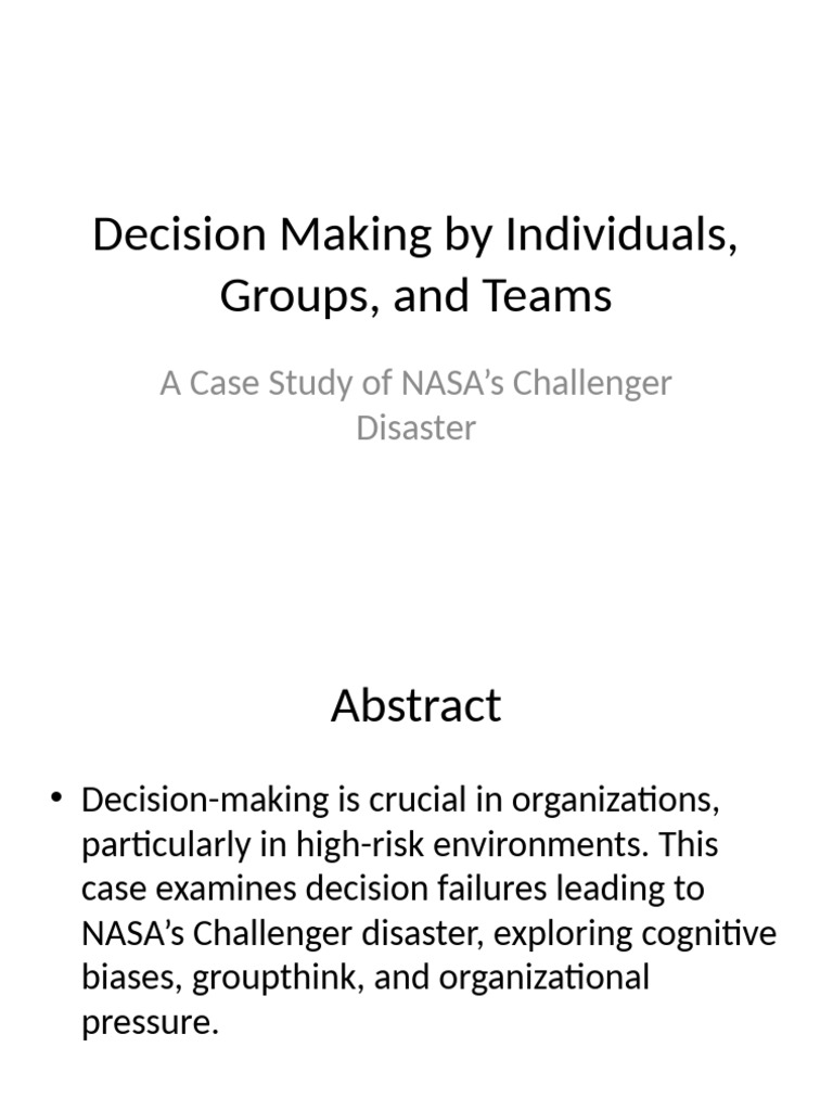 NASA Challenger Decision Making | PDF