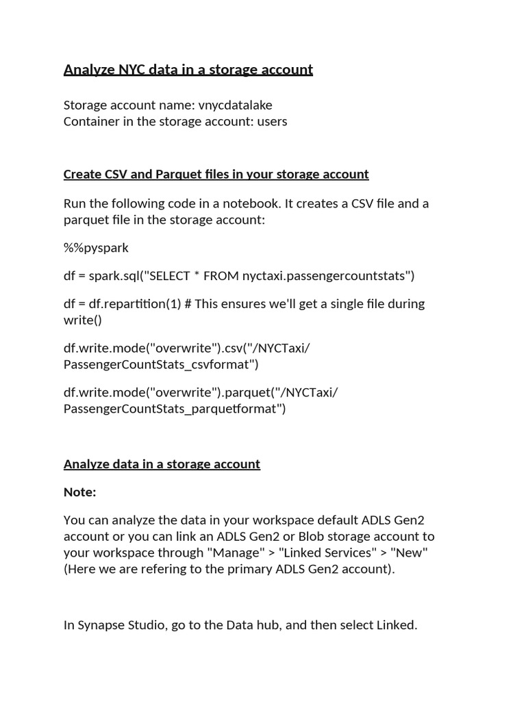5 Analyze NYC Data in A Storage Account | PDF