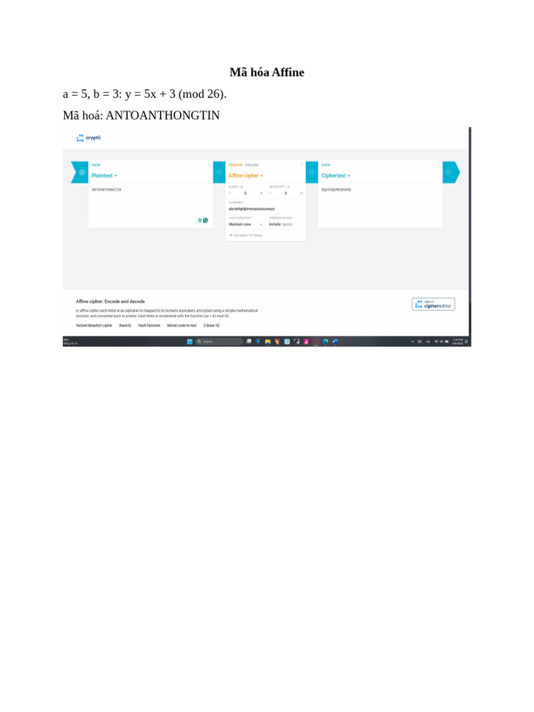 Mã hóa Affine | PDF