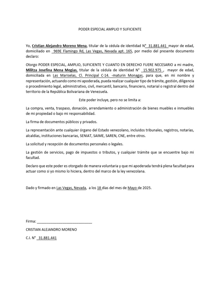 PODER ESPECIAL AMPLIO Y SUFICIENTE 18may25 | PDF