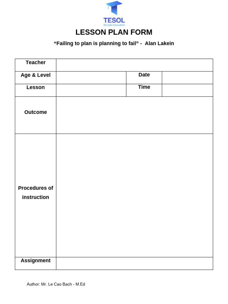 TSE Lesson Plan Form | PDF